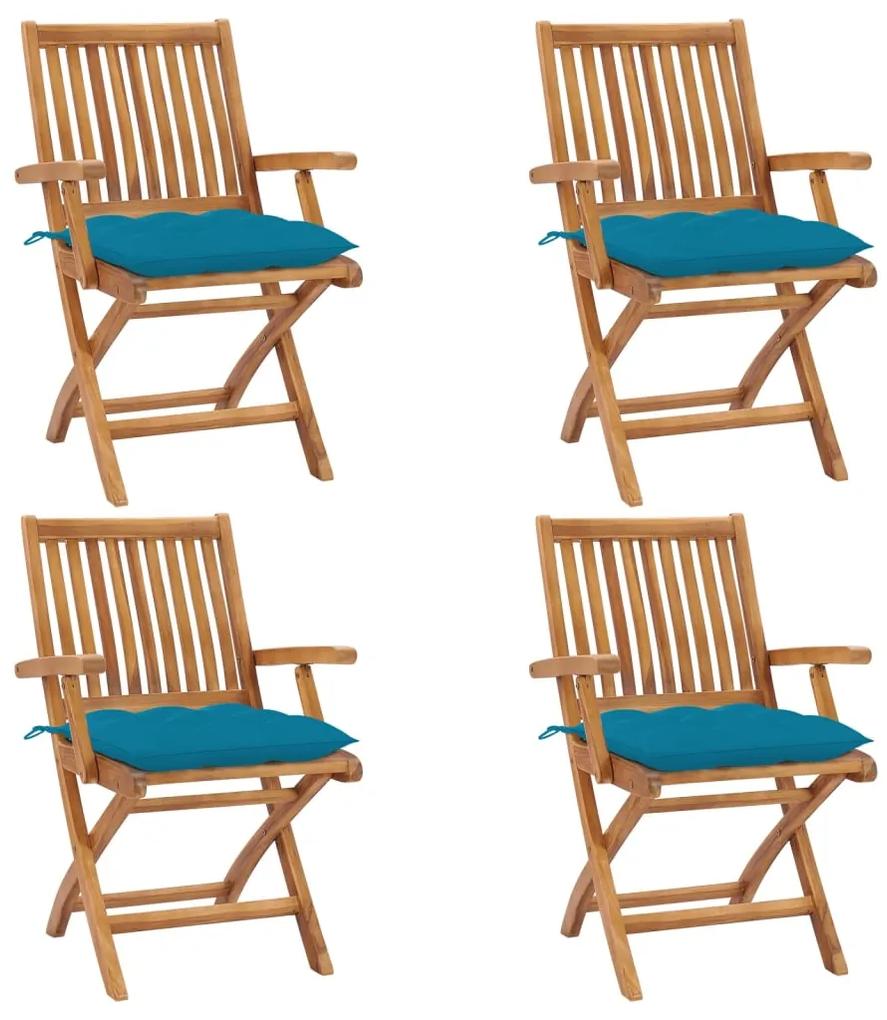 Skládací zahradní židle s poduškami 4 ks masivní teak - Default Title