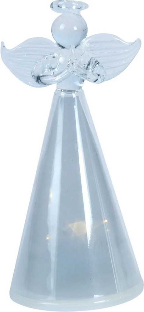 Skleněný anděl s LED osvětlením, 11 cm