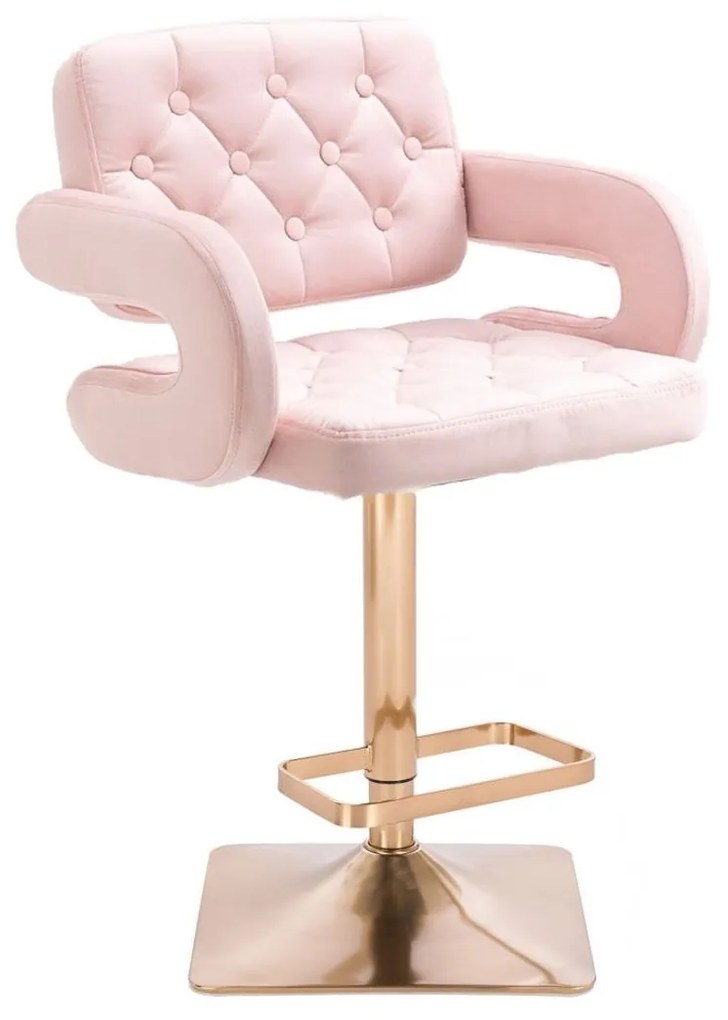 LuxuryForm DESIGN Barová židle ADRIA VELUR na zlaté hranaté podstavě - růžová