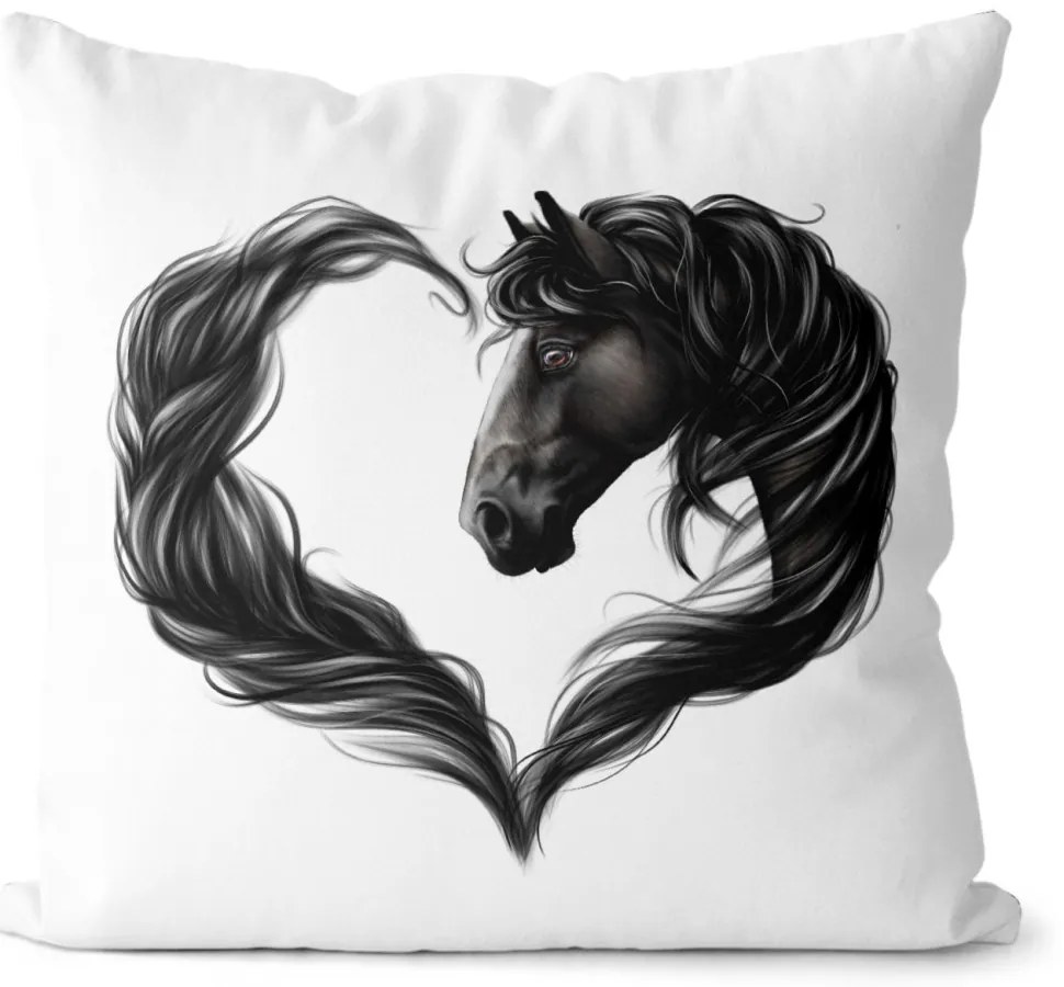 Polštář Horse heart black (Velikost: 55 x 55 cm)