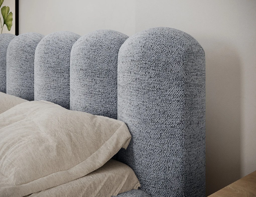 Postel Oloroso 180x200 s kovovým roštem a úložným prostorem, modrý ženyl