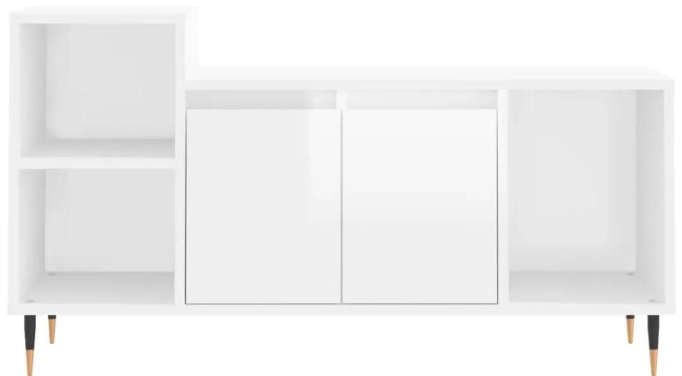 TV skříňka bílá s vysokým leskem 100x35x55 cm kompozitní dřevo