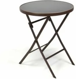 Zahradní bistro stolek skleněný se sklopnou deskou - hnědý
