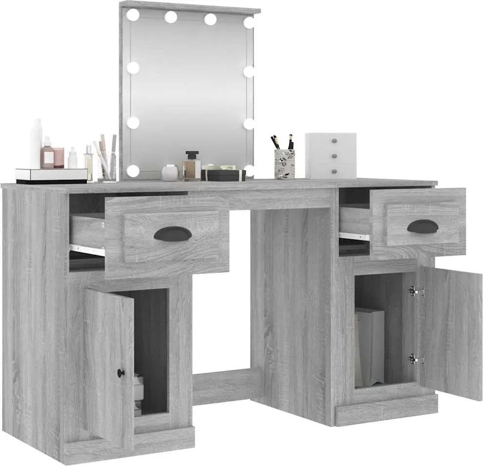 Toaletní stolek s LED šedý sonoma 130 x 50 x 132,5 cm 3185349