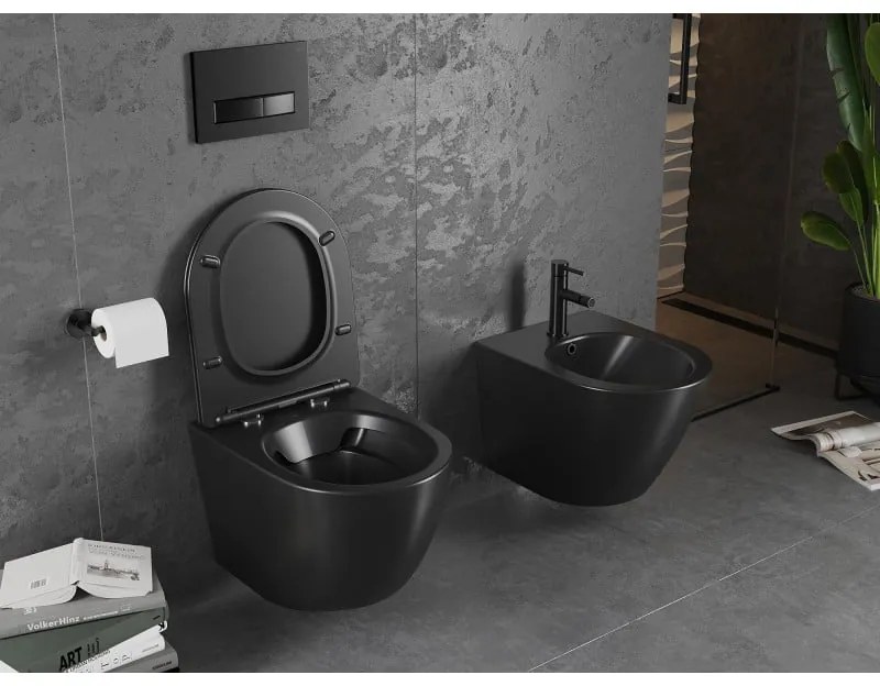 Mexen Lena Rimless závěsné WC se sedátkem s pomalým zavíráním, černá matná - 30221085