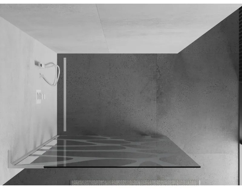 Mexen Kioto L, sprchová zástěna Walk-In 80 x 200 cm, 8mm čiré sklo bílý vzor, ​​bílý profil, 800-080-103-20-97