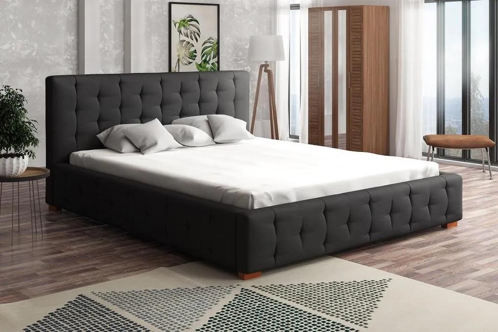 ZETKA WERONA 160x200 čalouněná postel s úložným prostorem tmavě šedá 182 x 93 x 223 cm
