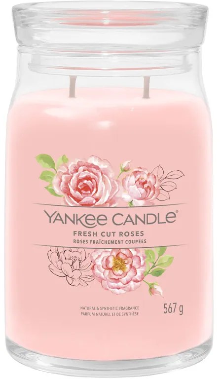 Yankee Candle – Signature svíčka Fresh Cut Roses (Čerstvě nařezané růže) Velikost: střední 368 g