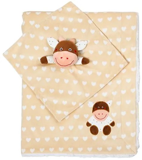 Baby Ono Oboustranná deka 75x100 cm s usínáčkem 30x30 cm - béžová kravička