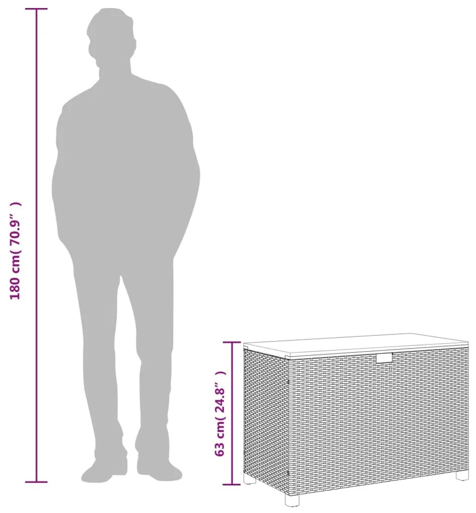 Zahradní úložný box černý 110x55x63 cm polyratan akáciové dřevo