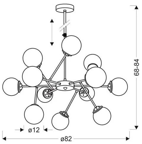 Lustr na tyči BEST 12xE14/40W/230V