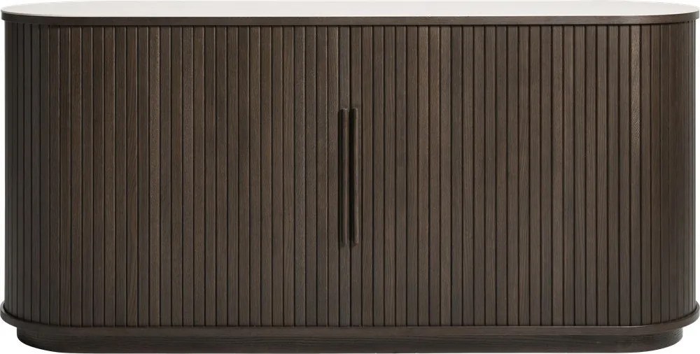 Komoda s keramickou deskou s posuvnými dveřmi v tmavě přírodní barvě 165x76x45 cm Enna – Unique Furniture