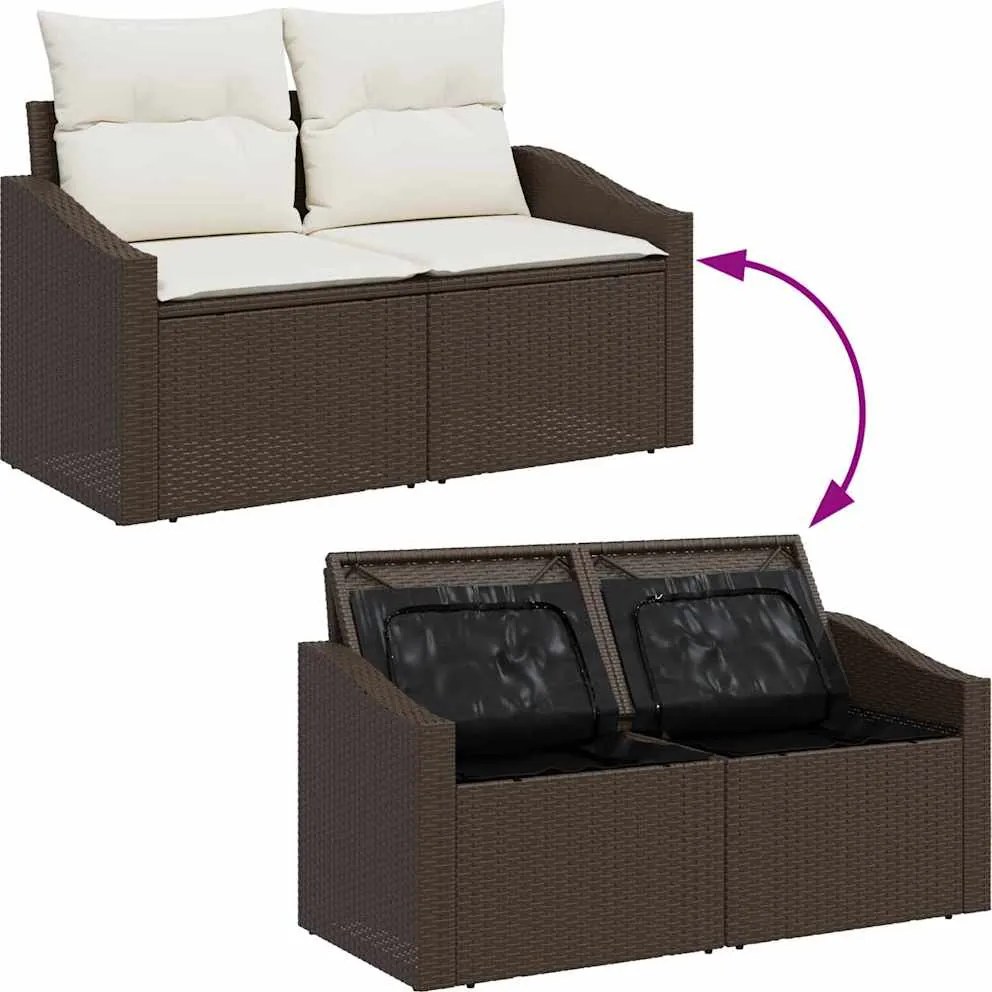 Set pohovek 6 ks Hnědá a krémová polyratan 3355267