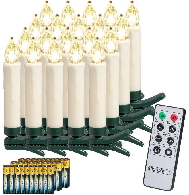 Monzana Svíčky na vánoční stromeček CANDLE, 20ks, 10,5cm, teplá bílá