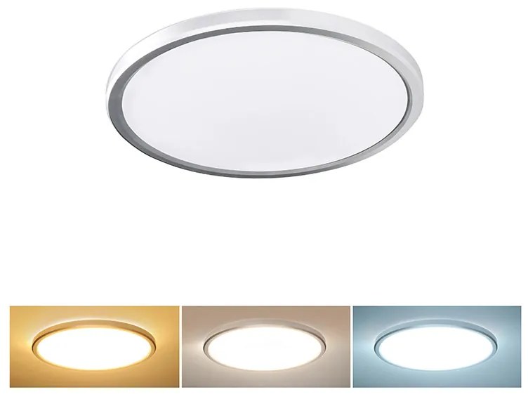 Solight LED osvětlení Acate s ochranou proti vlhkosti, IP54, 18W, 1620lm, 3CCT, 22cm, stříbrná