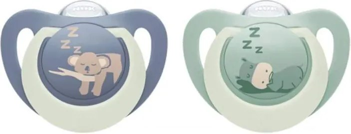 Dudlík NUK First Choice Night 0-6m 2 ks Hippo/Koala velikost 0-6 m