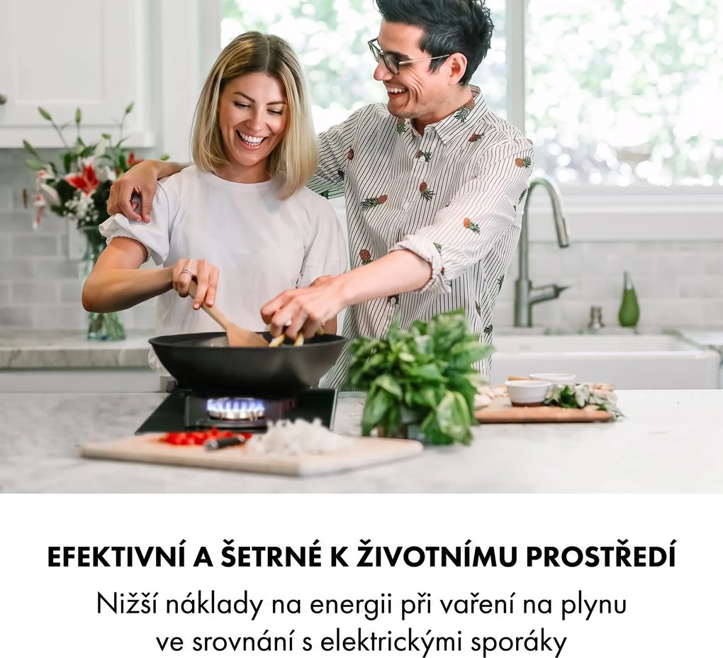 Klarstein Goldflame Domino, plynová varná deska, 2 mosazné hořáky, sklokeramika