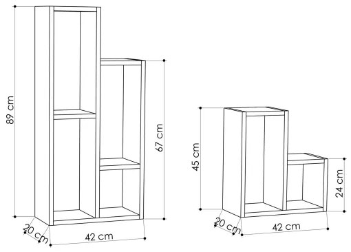 SADA 2x Knihovna SULE hnědá