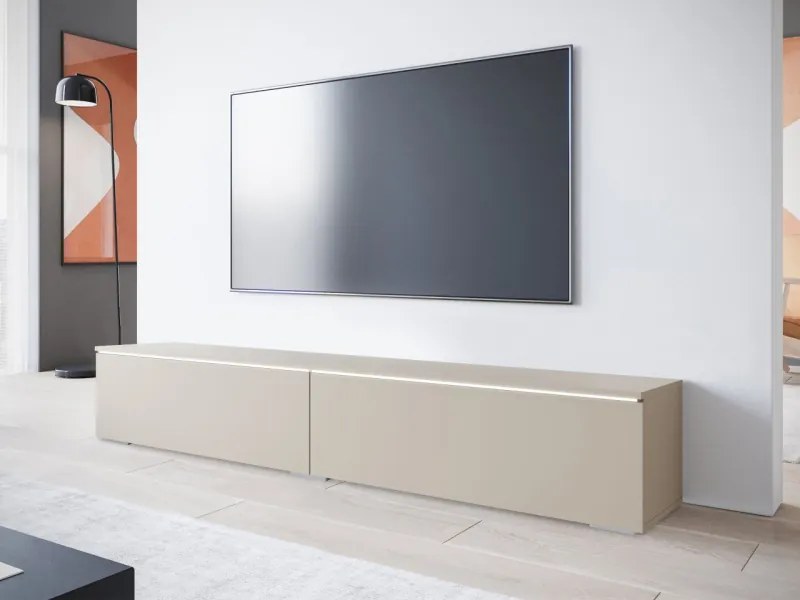 TV stolek Dlone 180, Barva: kašmírová béžová, Osvětlení: osvětlení LED - bílé