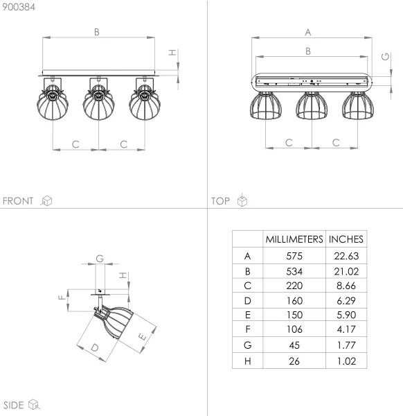 Eglo 900384 - Bodové svítidlo SAMBATELLO 3xE27/40W/230V