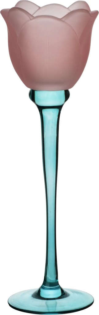 Svícen Julietta 27 cm modrý/růžový