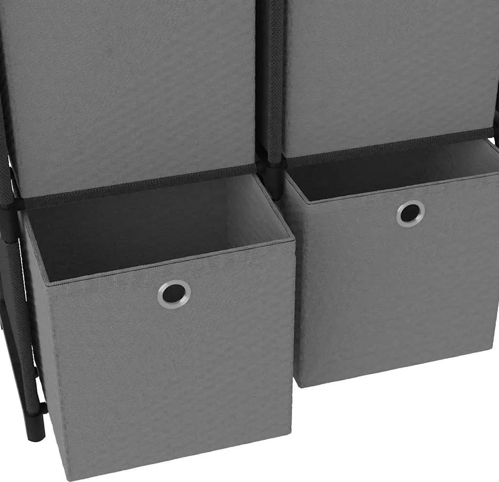 Výstavní police 4 přihrádky s boxy černá 69x30x72,5 cm textil 322599