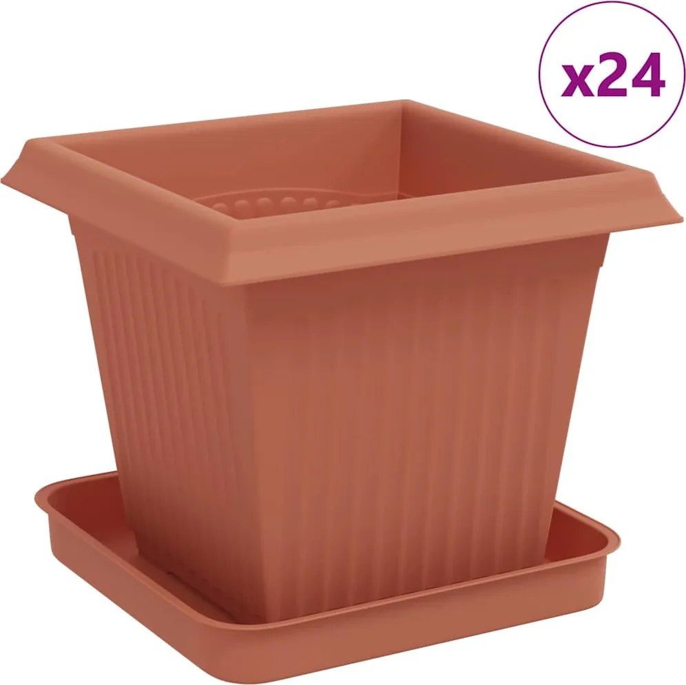 Květináče 24 ks Cihlově červená Plast 3403304