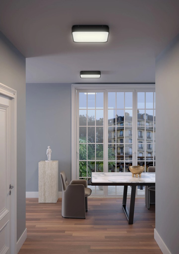 Redo 01-2578 Yomo, černé stropní svítidlo LED 47W 3000K, tříkrokové stmívání, 39,6x39,6cm