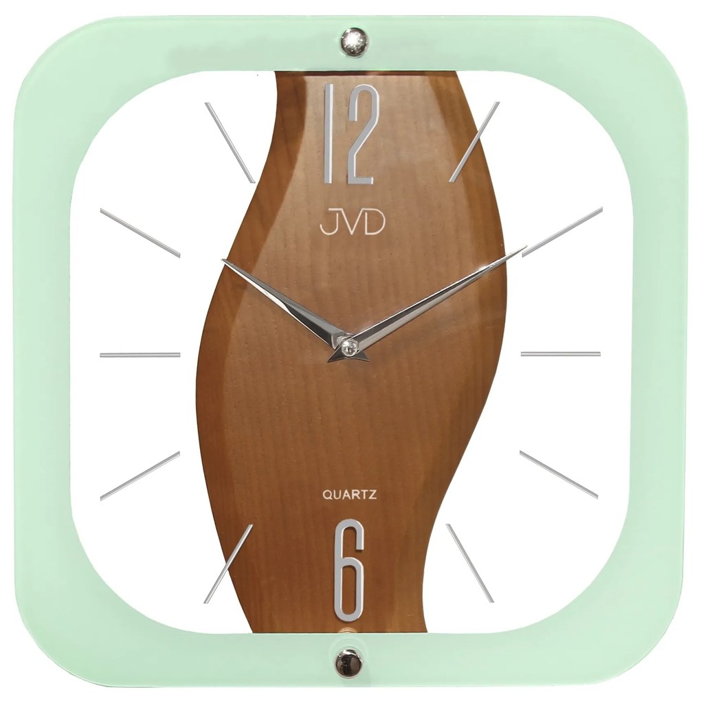 Dřevěné skleněné designové nástěnné hodiny JVD N14014.3