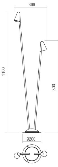 Redo 90711 - LED Venkovní lampa NIVALIS 2xLED/6,9W/230V 110 cm IP65 antracit