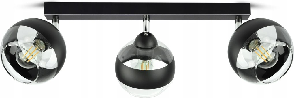 Závěsná stropní lampa Lustr Černá Skleněné Koule Black Belt BG3 Led E27