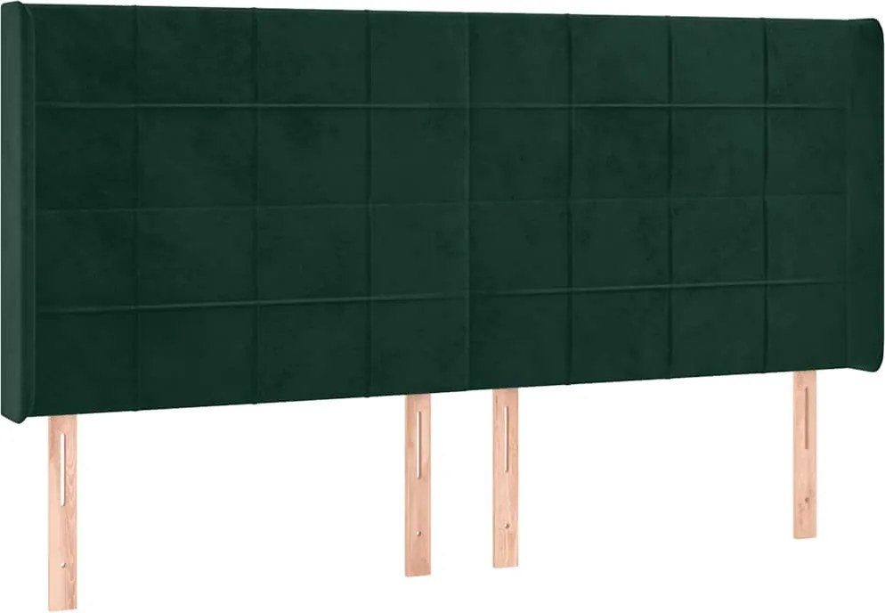 Box spring postel s matrací a LED tmavě zelená 180x200 cm samet 3139580