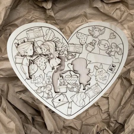 Dřevěné puzzle ve tvaru srdce - LÁSKA | SENTOP H013