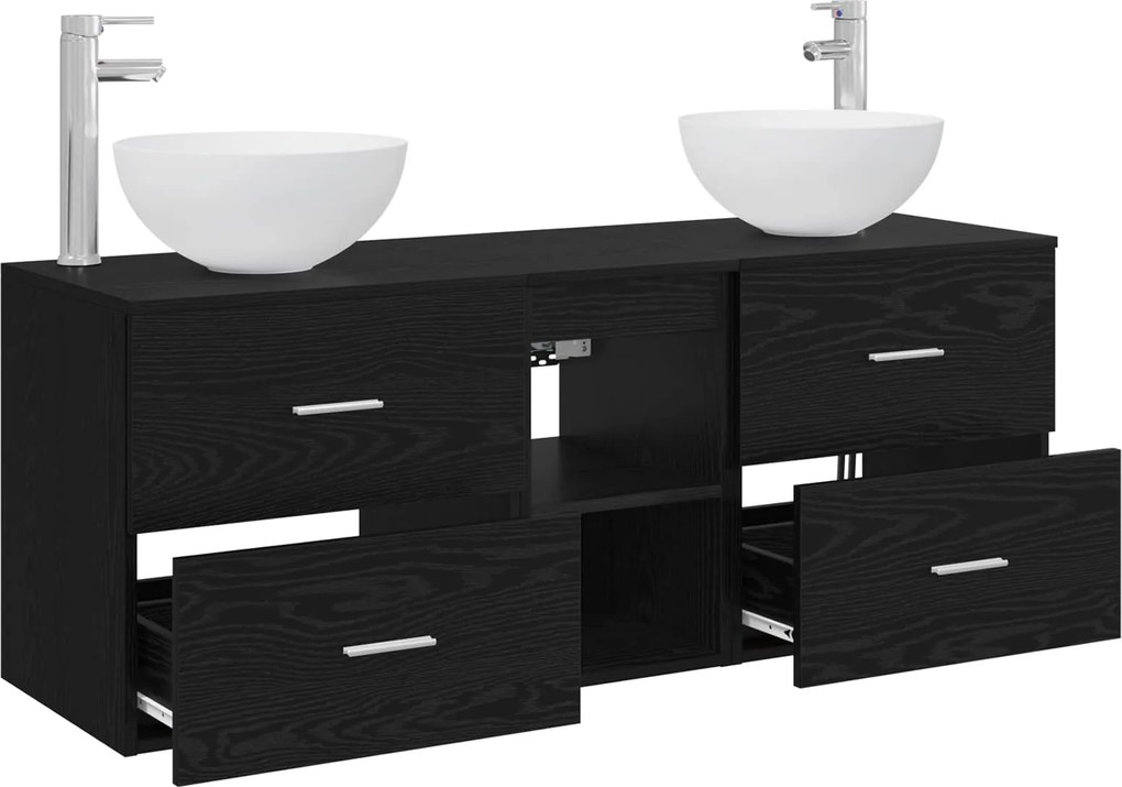 Sada koupelnových skříněk 3 ks Černý dub 49,5 x 35 x 63 cm 3405788