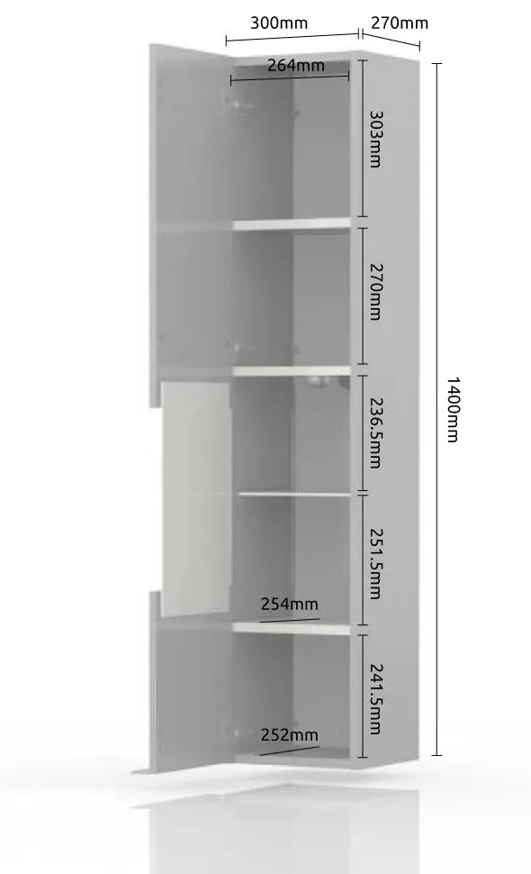 Komoda závěsná AVIS VK30 - bílá lesk/ořech pacific