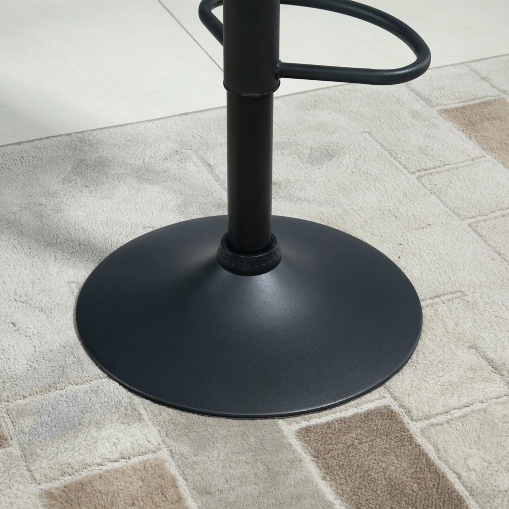 HOMCOM Sada 2 barových židlí, výškově nastavitelná s kovovým podstavcem a sametovým sedákem, moderní židle s opěradlem a opěrkou nohou, 46x48x83-104c…