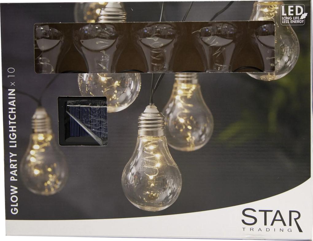 STAR TRADING Světelný LED řetěz na solární napájení Glow, černá barva, čirá barva, plast