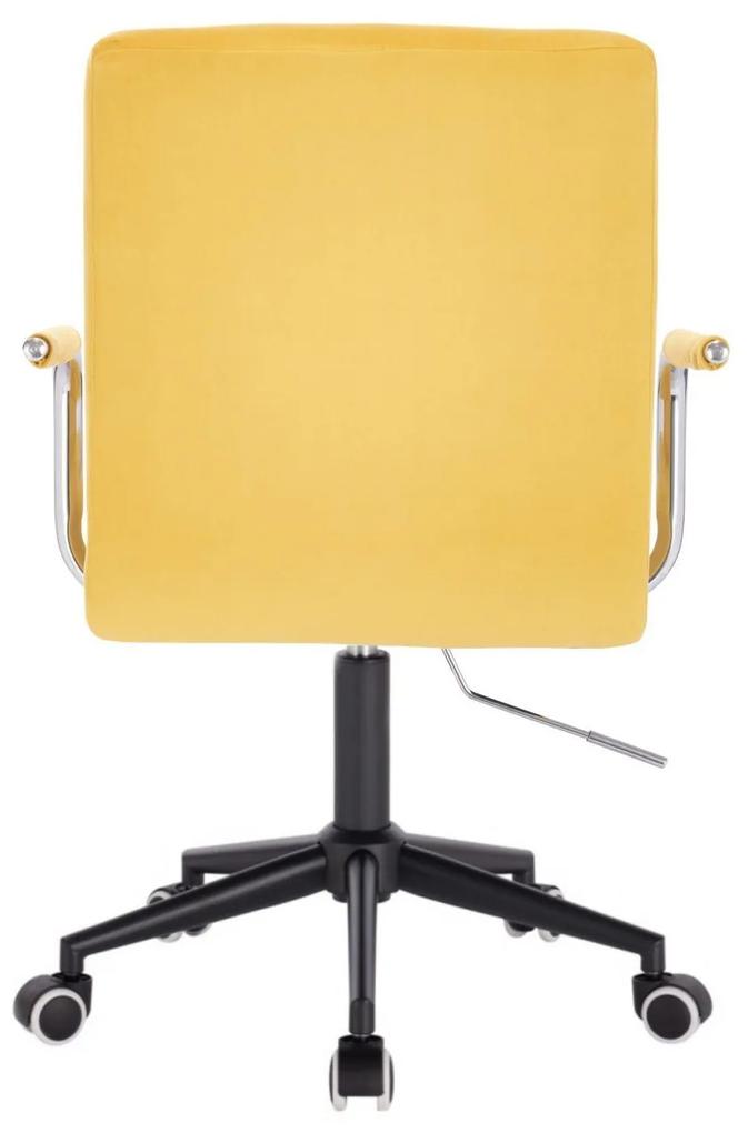 LuxuryForm Židle VERONA VELUR na černé podstavě s kolečky - žlutá