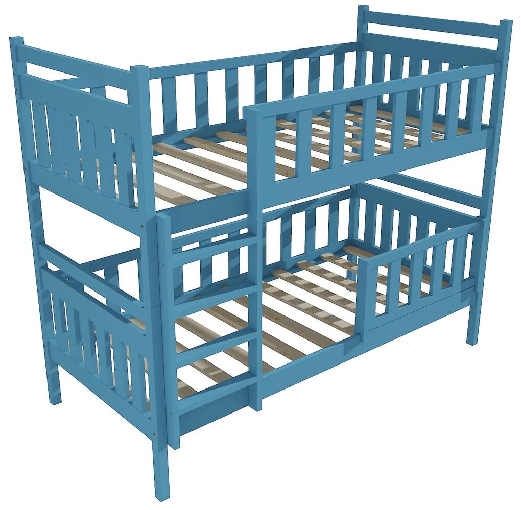 Vomaks Patrová postel PP 009 se zábranou Rozměr: 80 x 180 cm, Barva: barva modrá, Prostor mezi lůžky: 80 cm