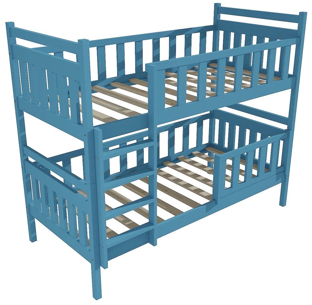 Vomaks Patrová postel PP 009 se zábranou Rozměr: 80 x 200 cm, Barva: barva modrá, Prostor mezi lůžky: 80 cm