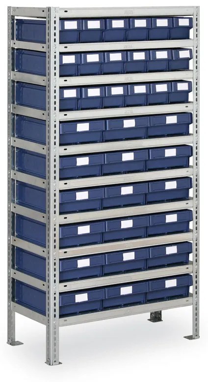 Regál s plastovými boxy MAX - 1600 x 400 x 800 mm, 27x box E