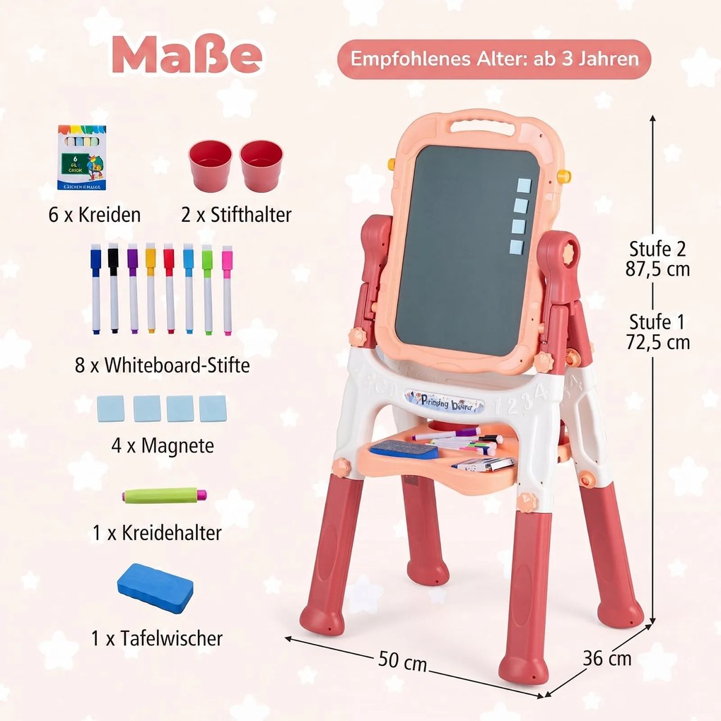 Costway 4-in-1 Dětské prkno, výškově nastavitelné, oboustranný dětský stojan