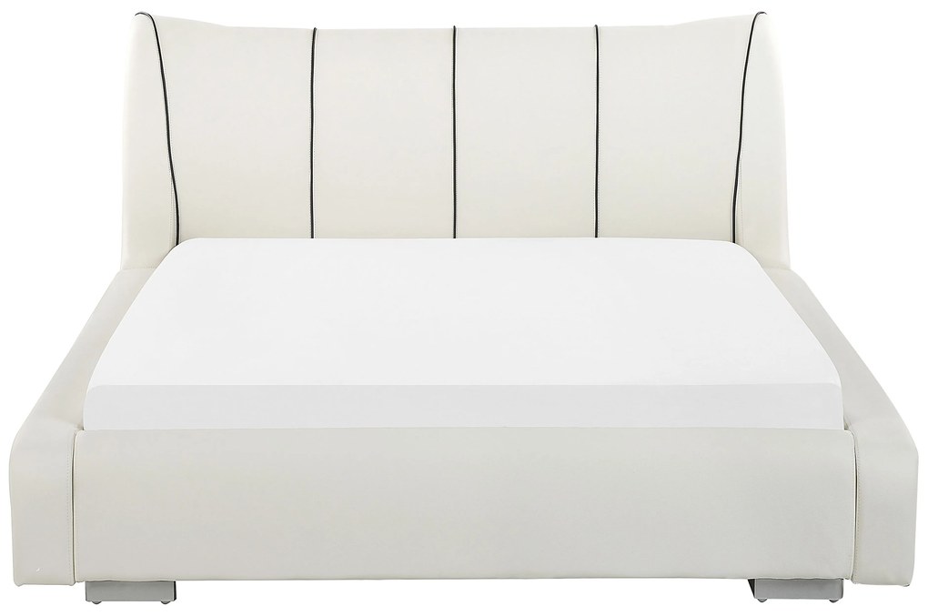 Bílá kožená postel 140 x 200 cm NANTES Beliani