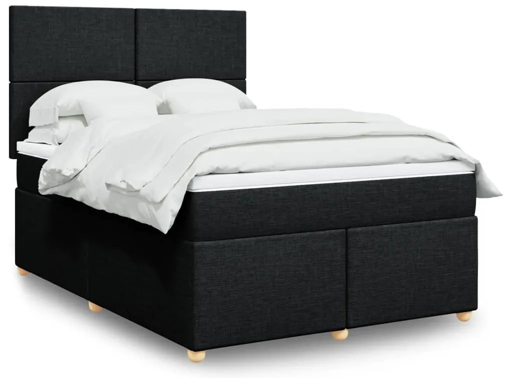 Box spring postel s matrací černá 160x200 cm textil 3293626