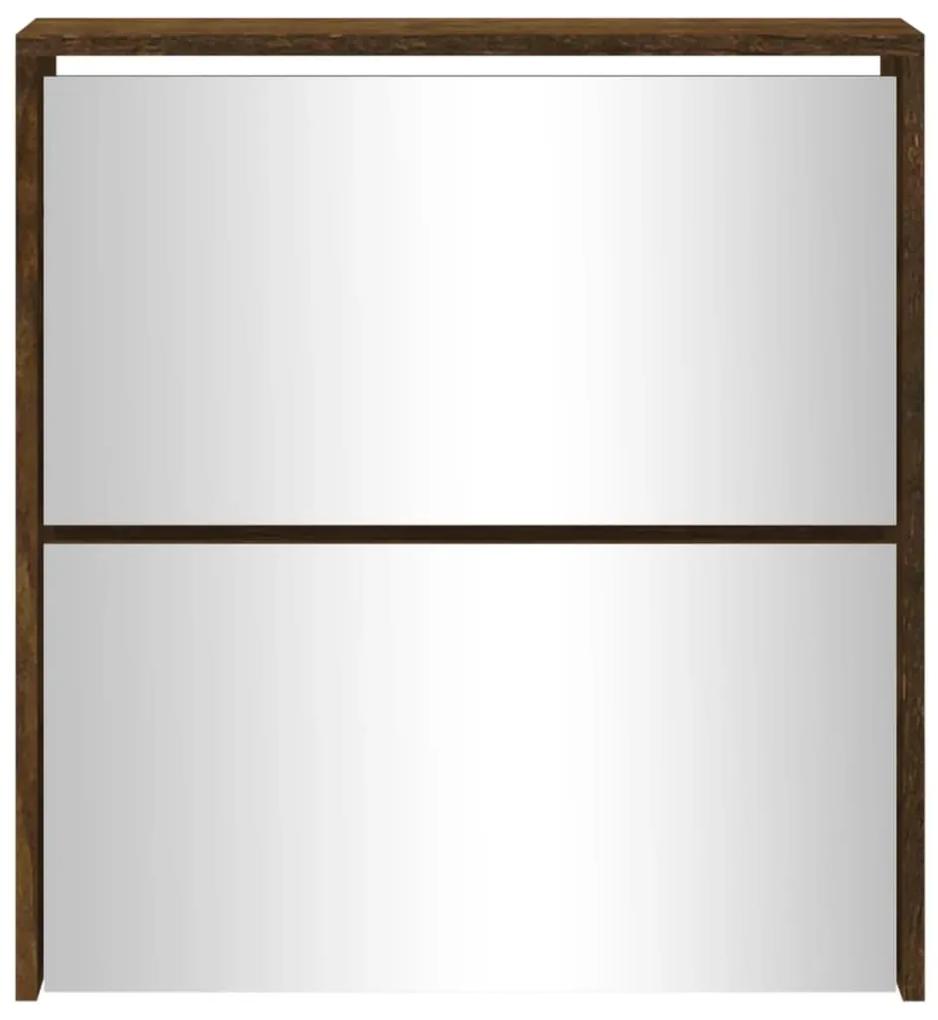 Botník se zrcadlem 2patrový kouřový dub 63 x 17 x 67 cm - Default Title