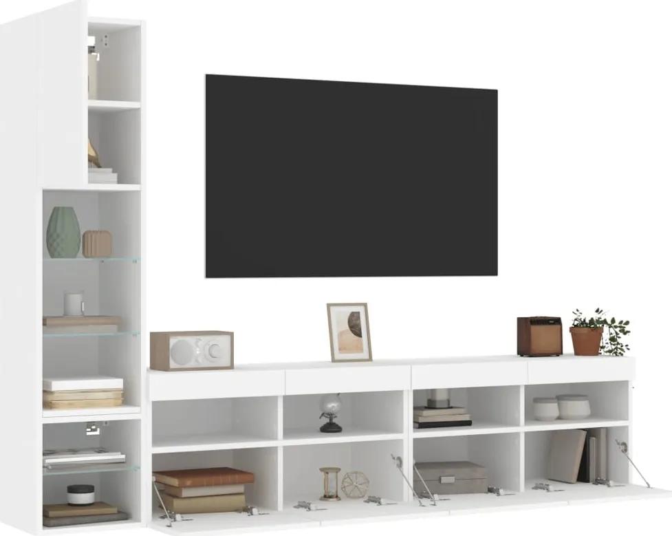 vidaXL 4dílná obývací stěna s LED kompozitní dřevo [3216711] Barva: hnědý dub