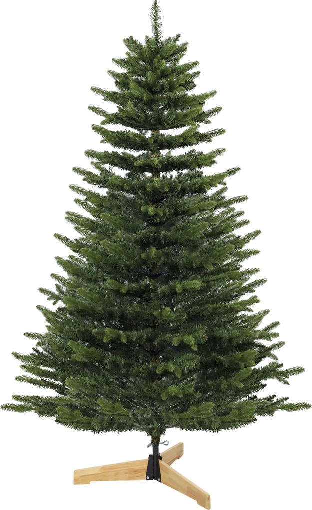 HOMCOM Umělý vánoční stromek 180 cm, jedle Fraser s dřevěným stojanem, 988 realistických špiček větviček pro domácnost a kancelář, zelený