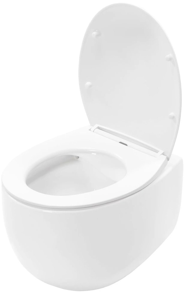 Rea Lars, závěsná WC mísa Rimless 50x37x29 cm včetně sedáku s pomalým zavíráním, bílá, REA-C9500