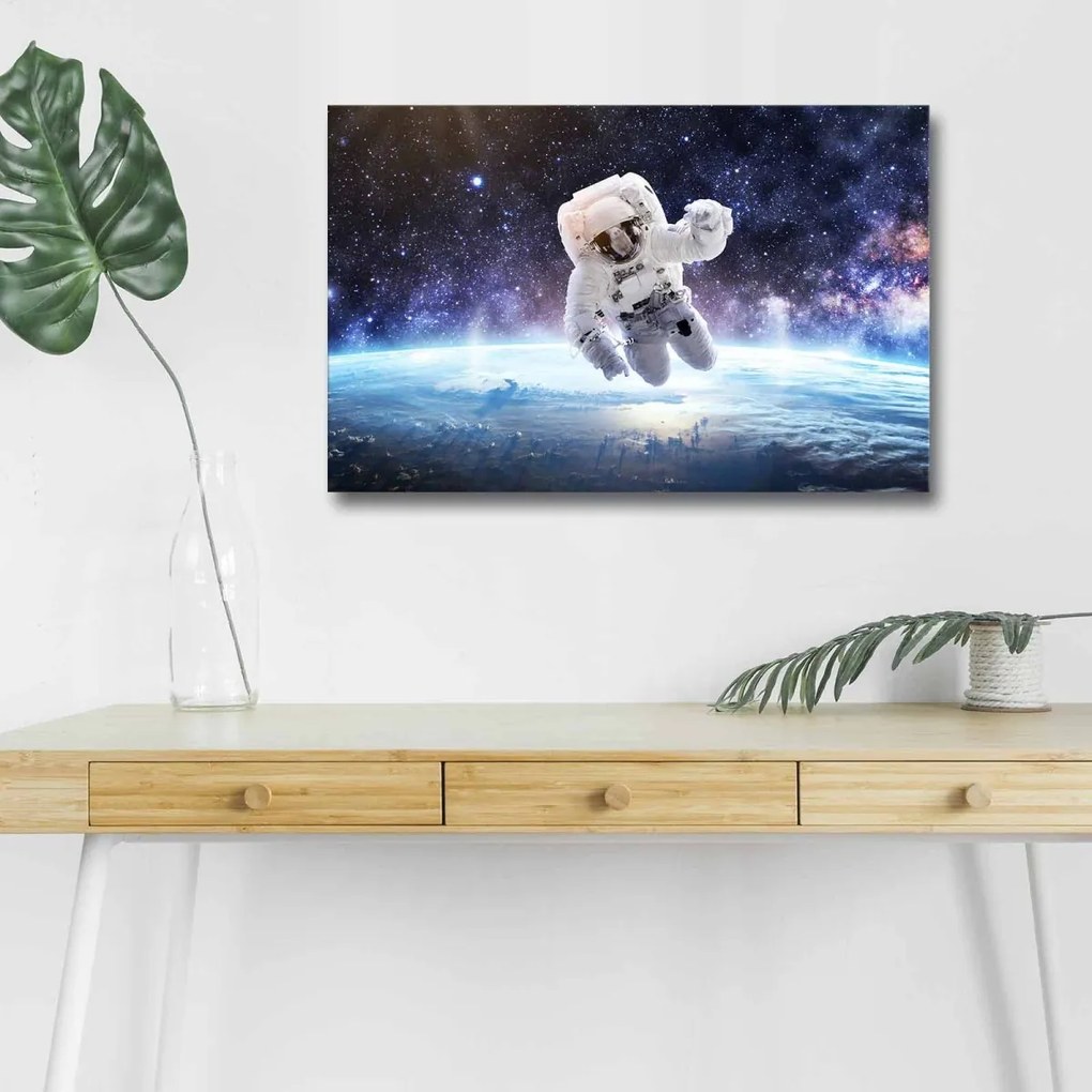 Obraz s LED osvětlením ASTRONAUT VE VESMÍRU 45 x 70 cm