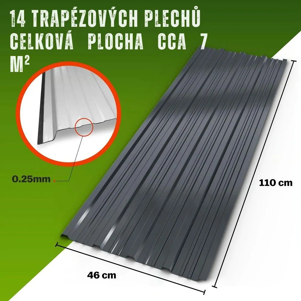 Trapézový plech ARON, sada 14ks, 110×46cm, antracitová Gardebruk